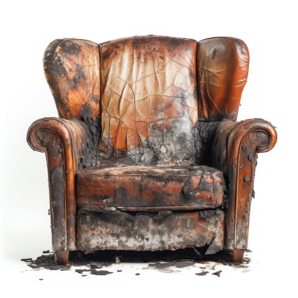 Armchair burnt furniture white background | Premium Photo - rawpixel
