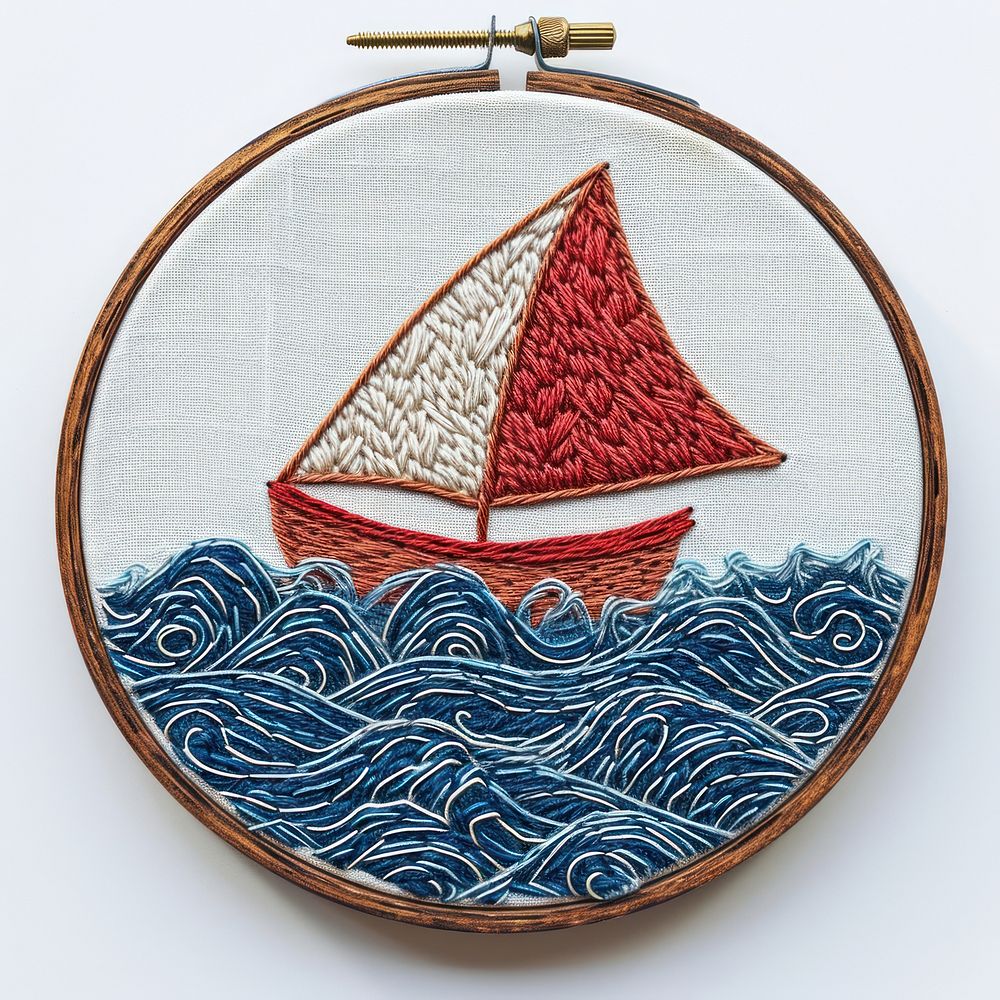Wave embroidery pattern boat. | Premium Photo - rawpixel