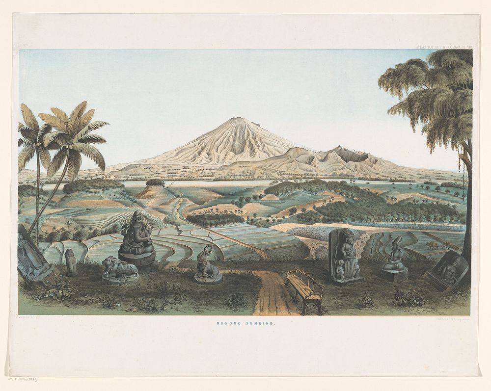 Vulkaan Sumbing te Java (1854) | Free Photo Illustration - rawpixel