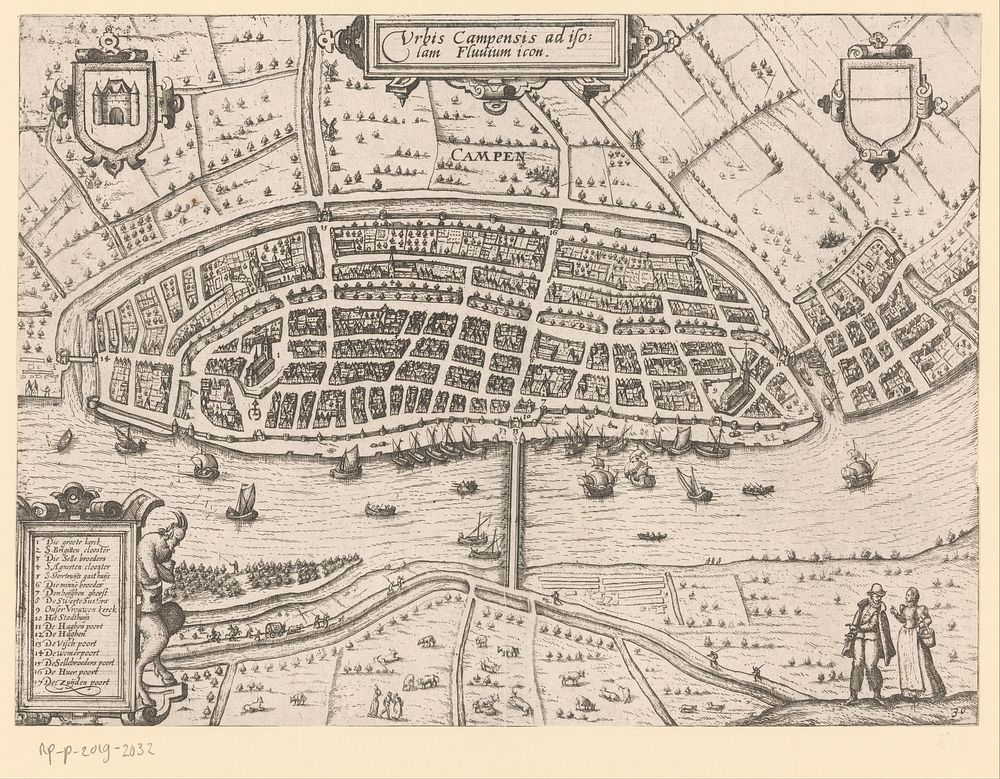 Plattegrond van Kampen (1612) anonymous | Free Photo Illustration ...