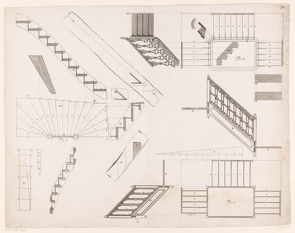 Technische tekeningen van trappen (1739) | Free Photo Illustration ...
