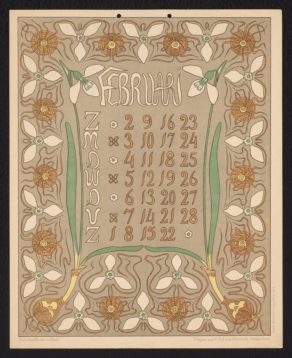 Kalenderblad voor februari 1902 (1901) | Free Photo Illustration - rawpixel