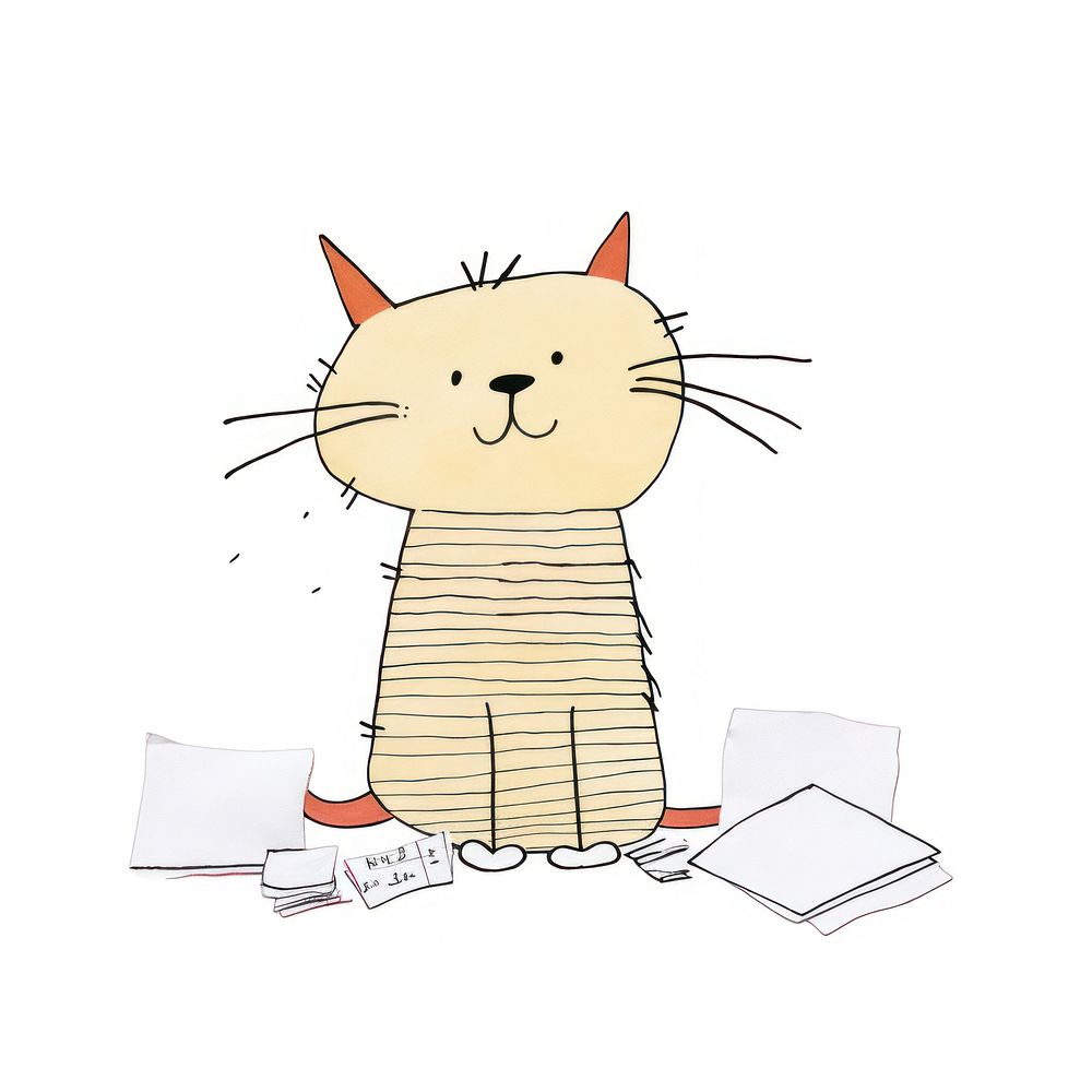 Cat sitting some papers cartoon | Premium Photo Illustration - rawpixel