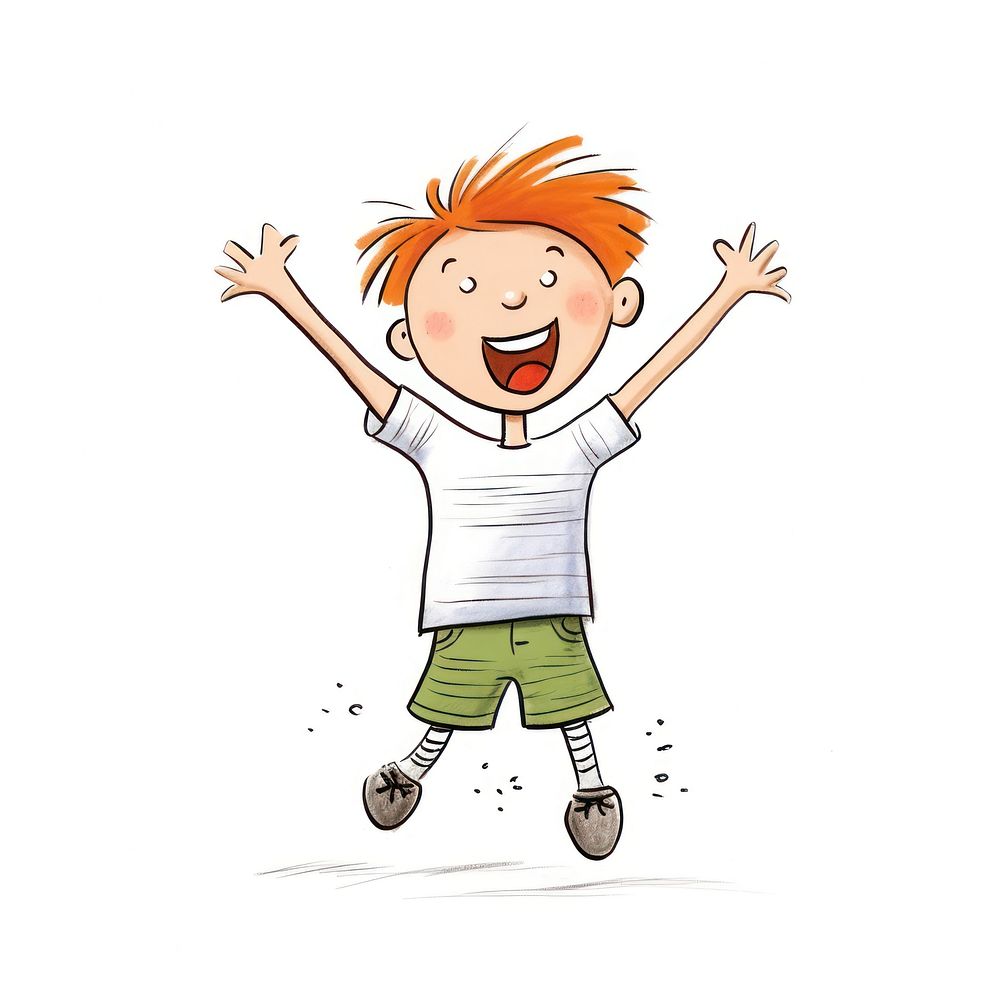 Yay boy jumping drawing cartoon | Free Photo Illustration - rawpixel
