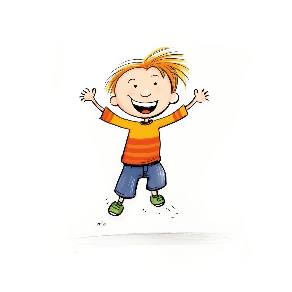 Yay boy jumping drawing cartoon | Premium Photo Illustration - rawpixel