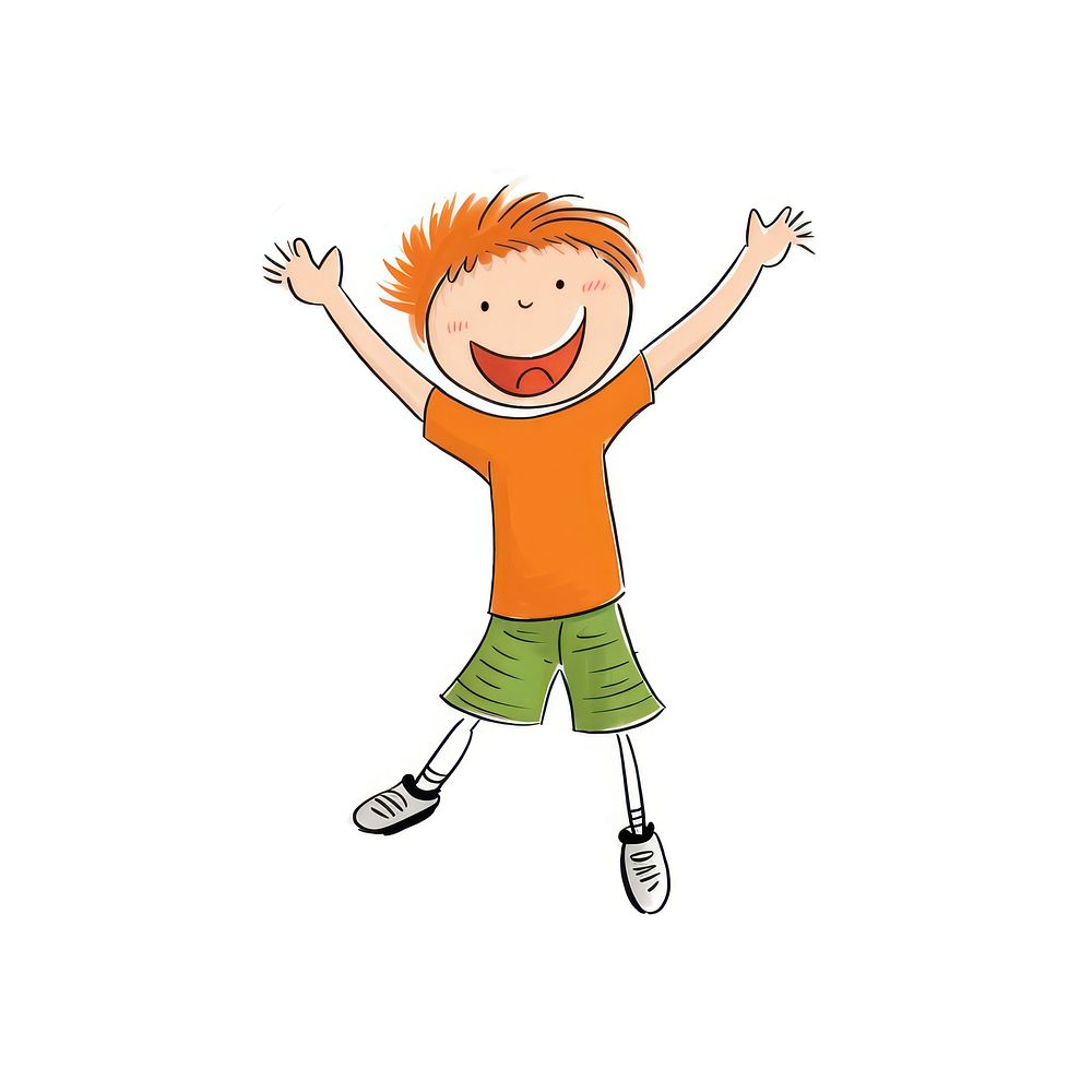 Yay boy jumping cartoon drawing | Premium Photo Illustration - rawpixel