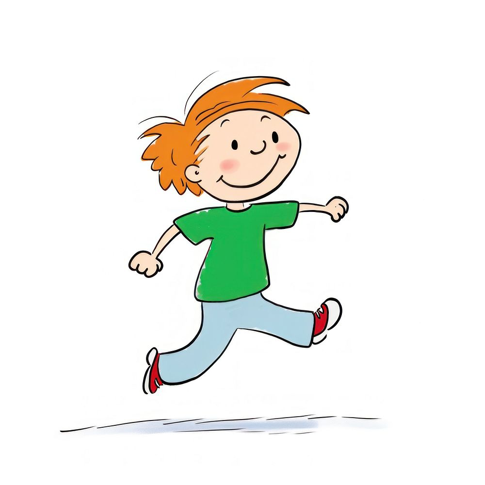 Boy running drawing sketch cartoon | Free Photo Illustration - rawpixel