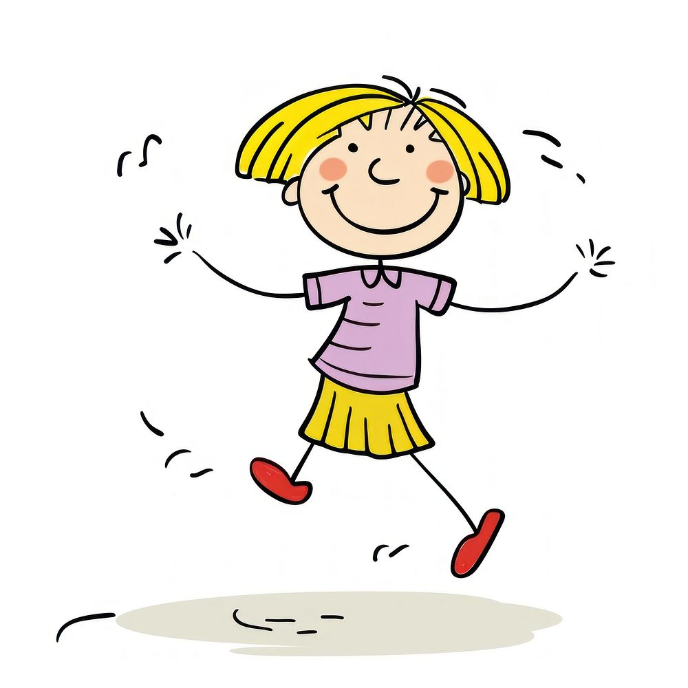 Girl dancing drawing cartoon sketch. | Premium Photo Illustration ...