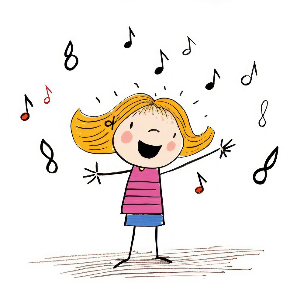 Girl singing drawing cartoon sketch. | Free Photo Illustration - rawpixel