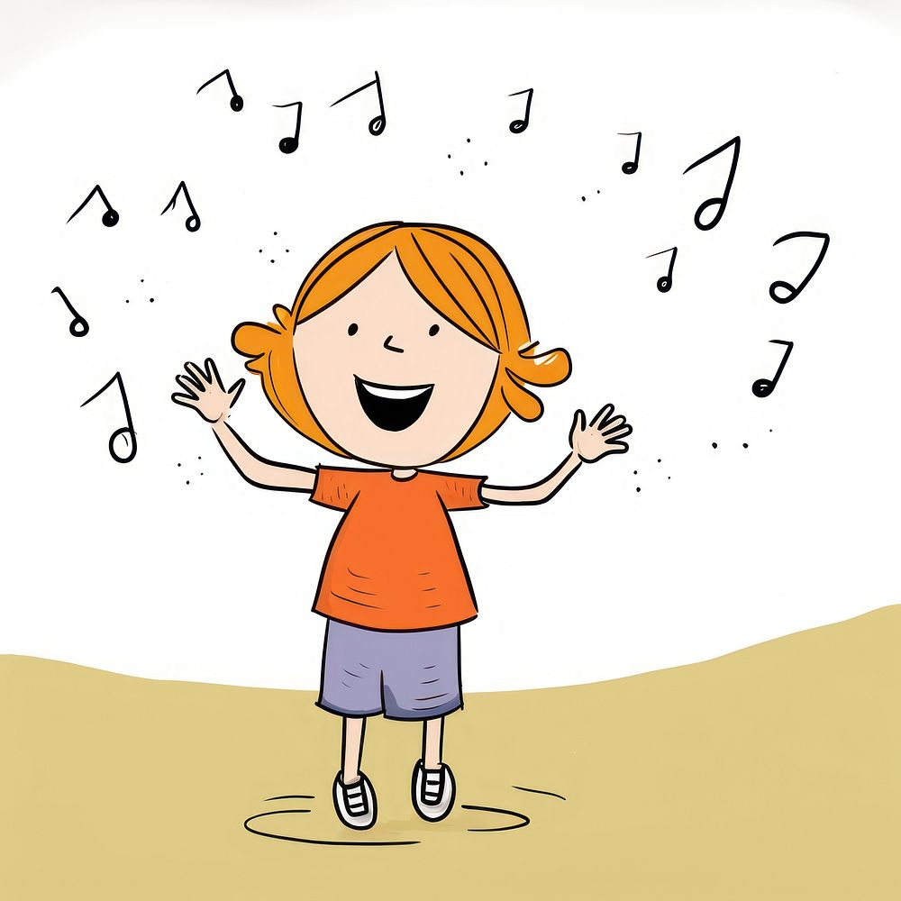 Girl singing drawing cartoon sketch. | Premium Photo Illustration ...