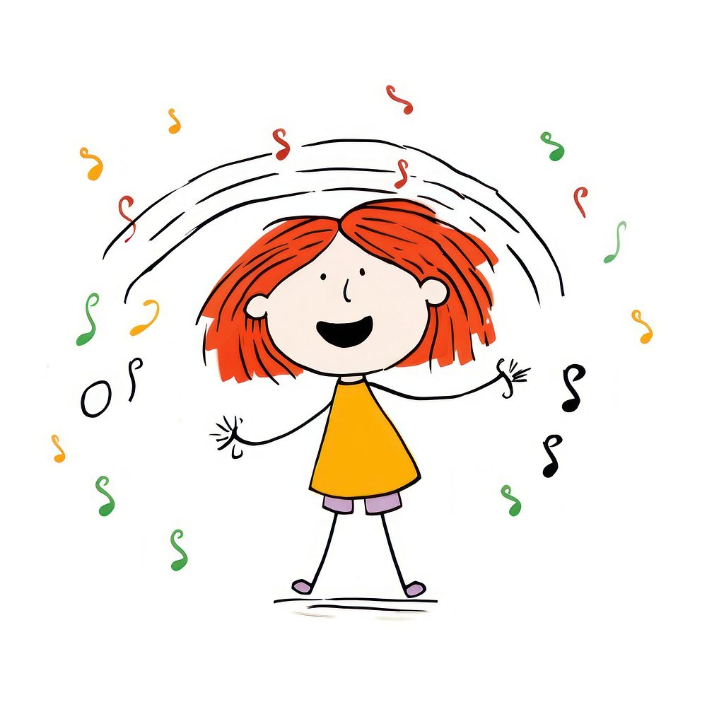 Girl singing drawing cartoon sketch. | Premium Photo Illustration ...