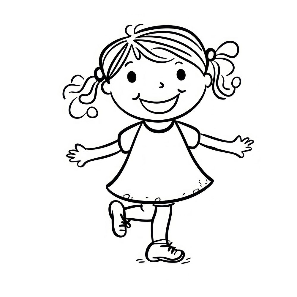 Happy girl drawing cartoon sketch. | Free Photo Illustration - rawpixel