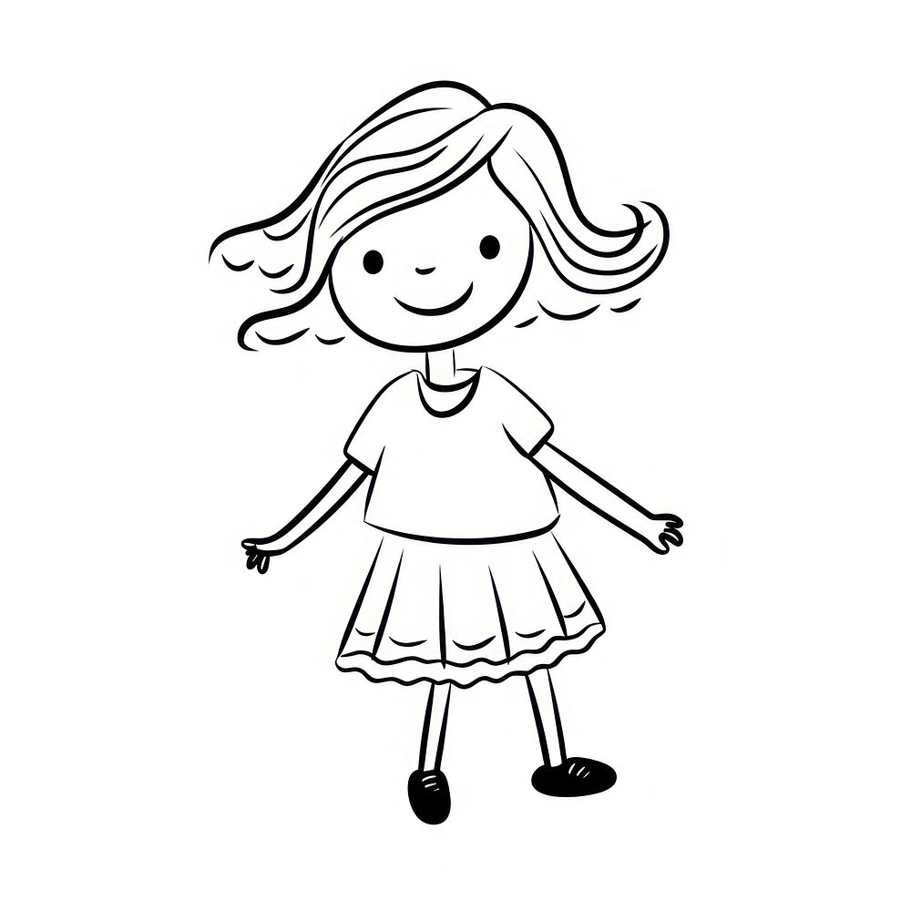 Happy girl drawing cartoon sketch. | Premium Photo Illustration - rawpixel