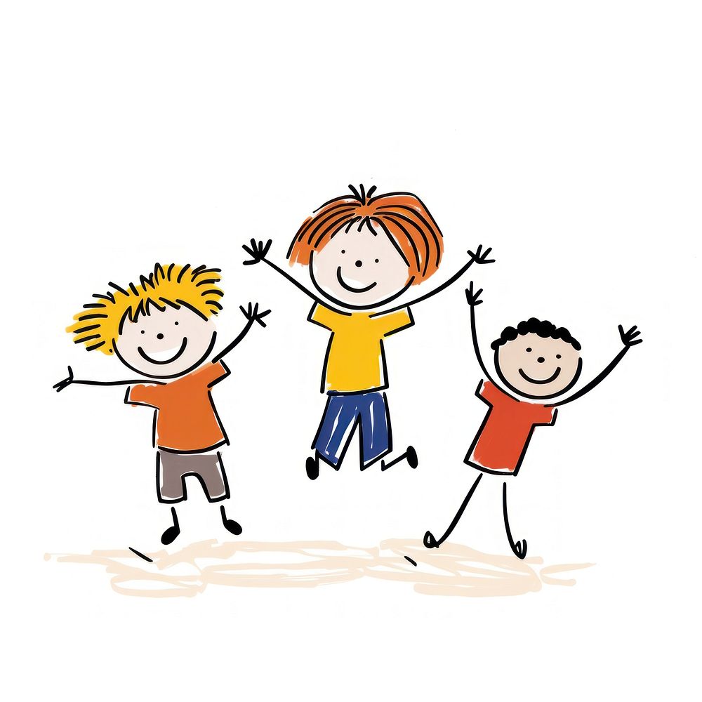 Happy kids drawing cartoon sketch. | Premium Photo Illustration - rawpixel