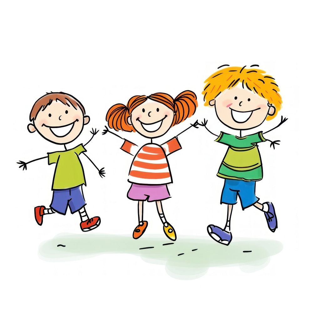 Happy kids drawing cartoon sketch. | Premium Photo Illustration - rawpixel