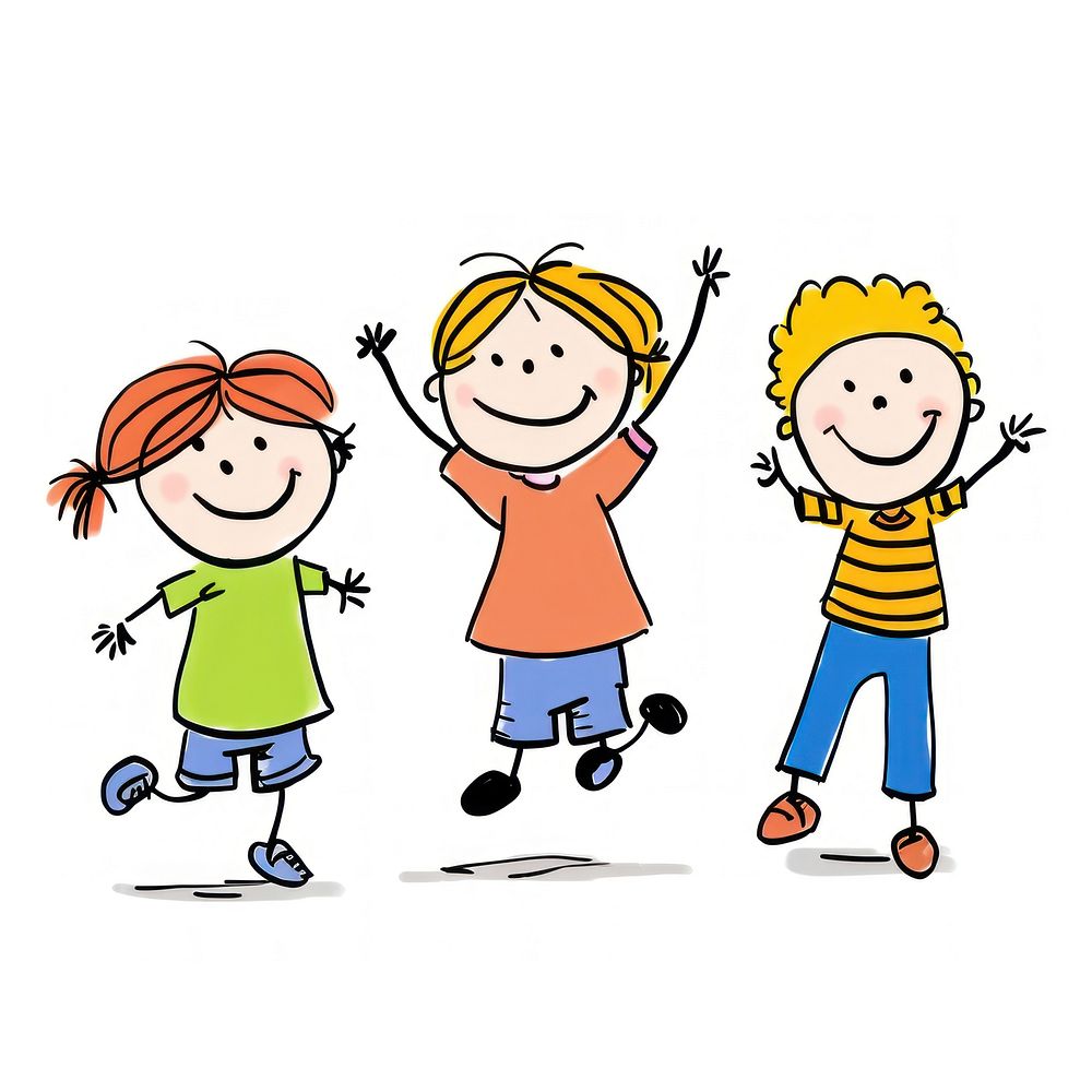 Happy kids drawing cartoon sketch. | Free Photo Illustration - rawpixel