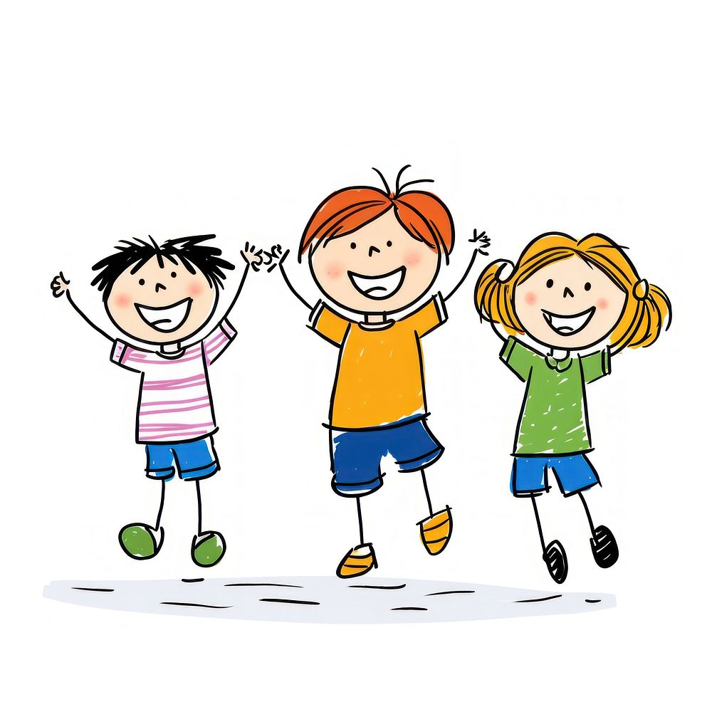 Happy kids cartoon drawing sketch. | Premium Photo Illustration - rawpixel