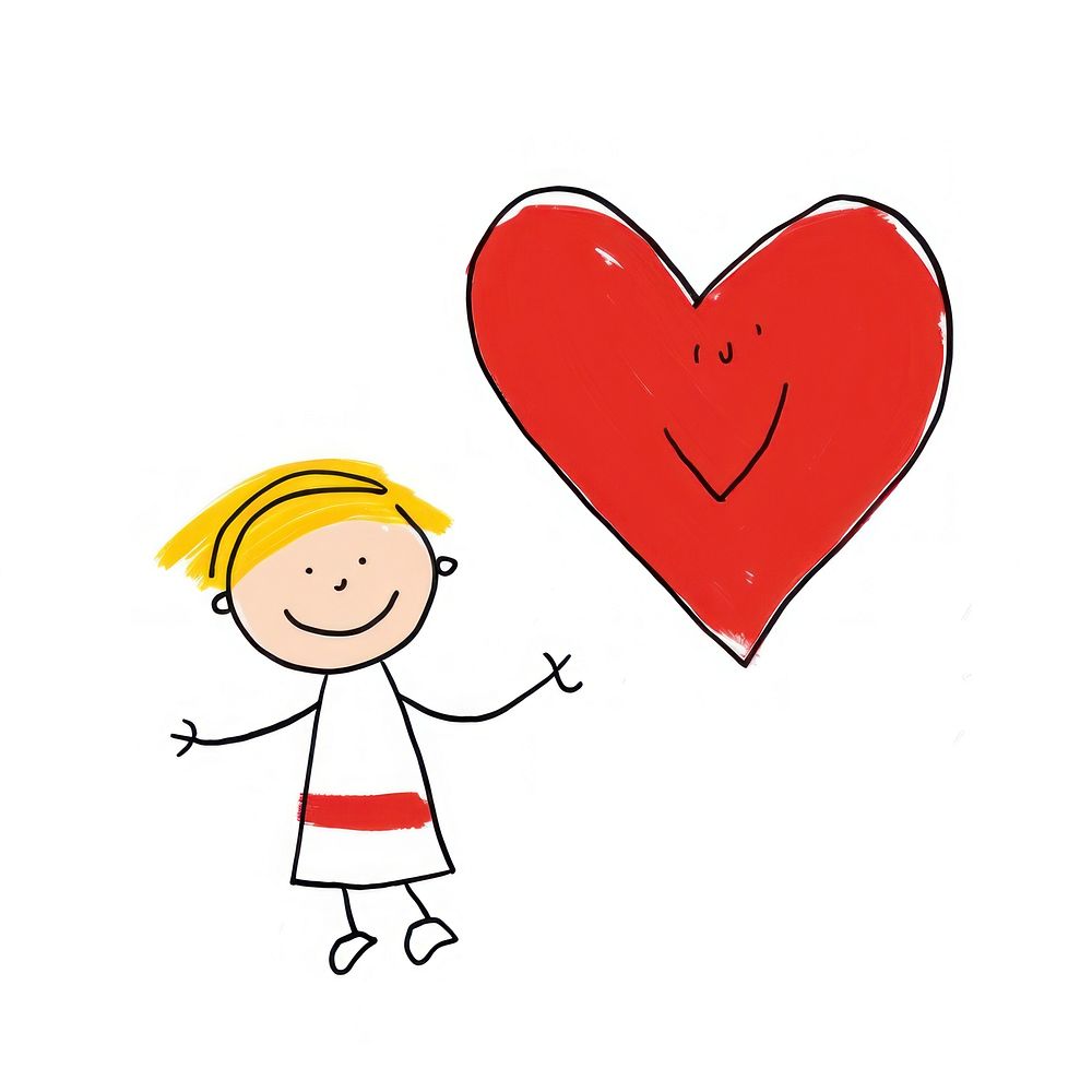 Red heart drawing sketch cartoon. | Free Photo Illustration - rawpixel