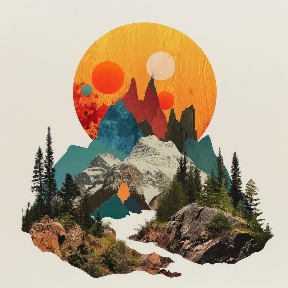 Cut paper collage forest art | Free Photo Illustration - rawpixel