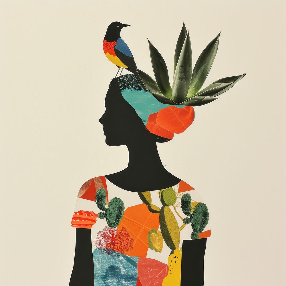 Paper collage woman bird art | Free Photo Illustration - rawpixel