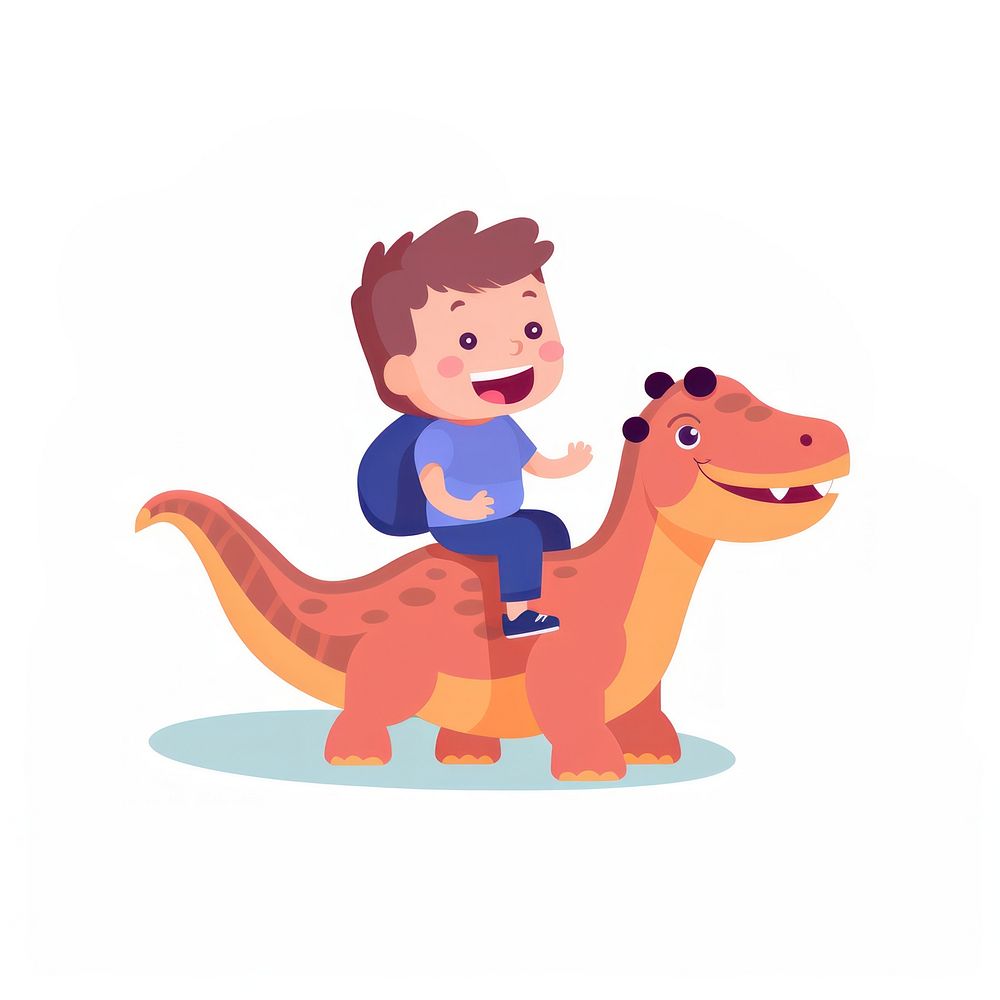 Boy riding dinosaurs cartoon animal | Free Photo Illustration - rawpixel