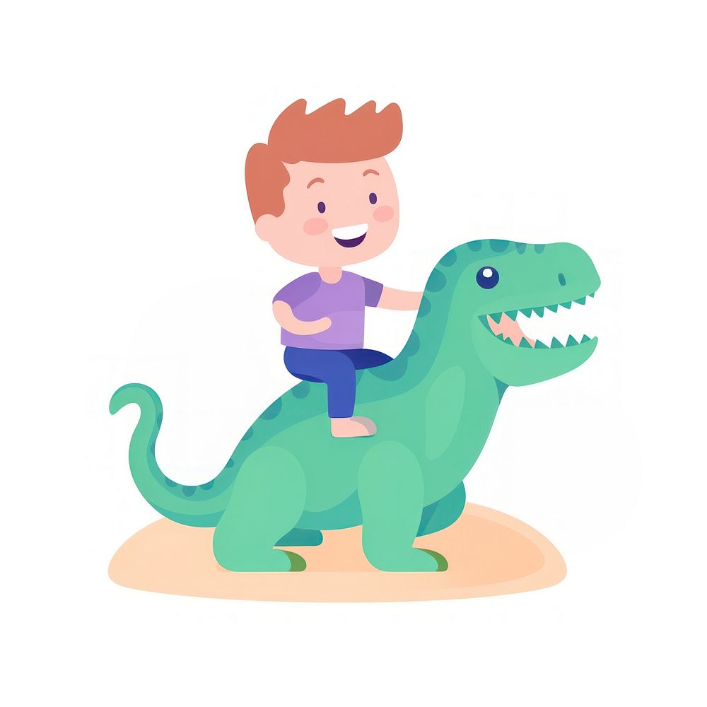 Boy riding dinosaurs drawing cartoon | Free Photo Illustration - rawpixel