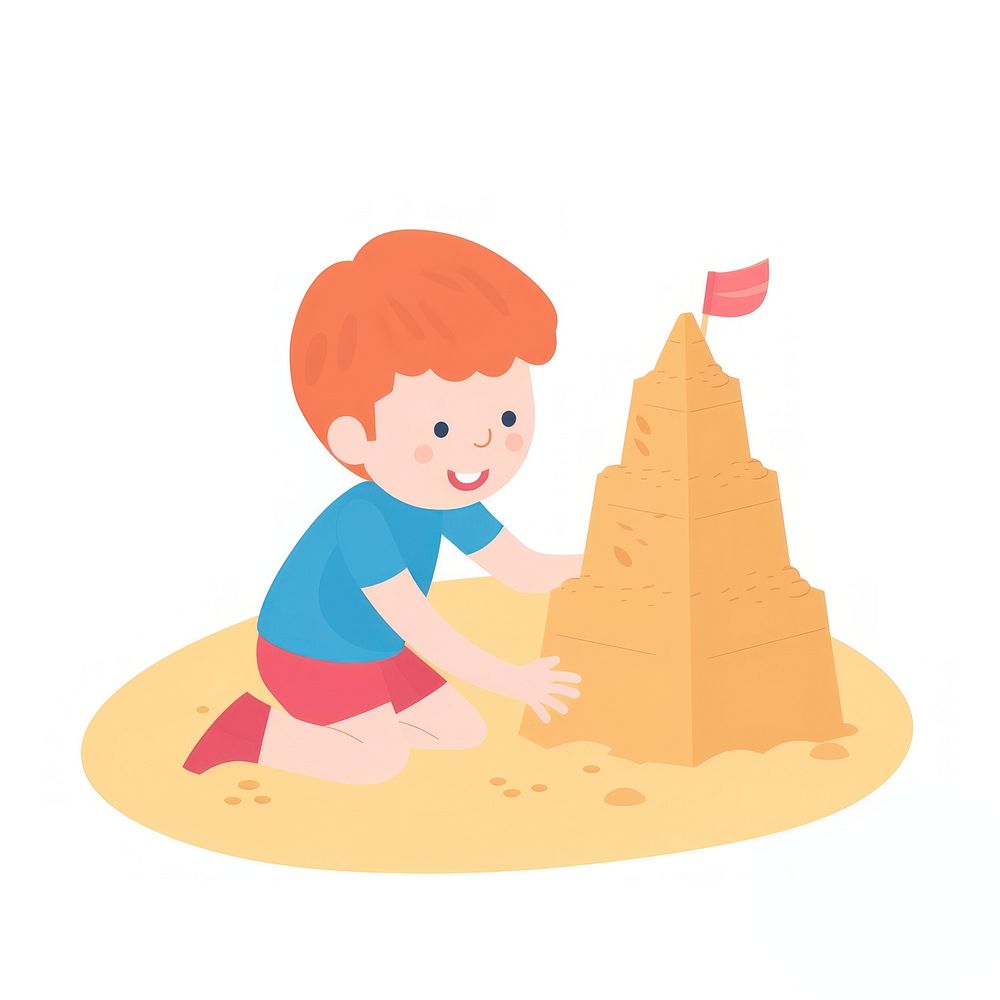 Child building sand castle cartoon | Premium Photo Illustration - rawpixel