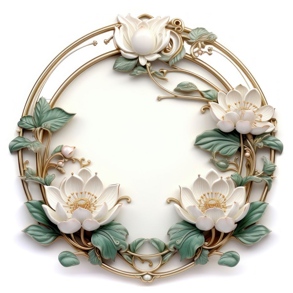 Nouveau art lotus frame porcelain | Free Photo - rawpixel