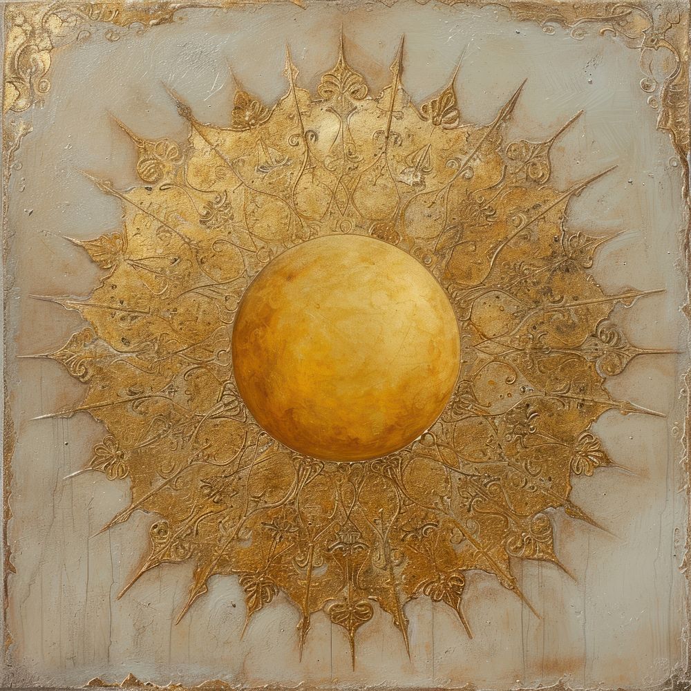 Golden Islamic sun painting backgrounds | Premium Photo Illustration ...