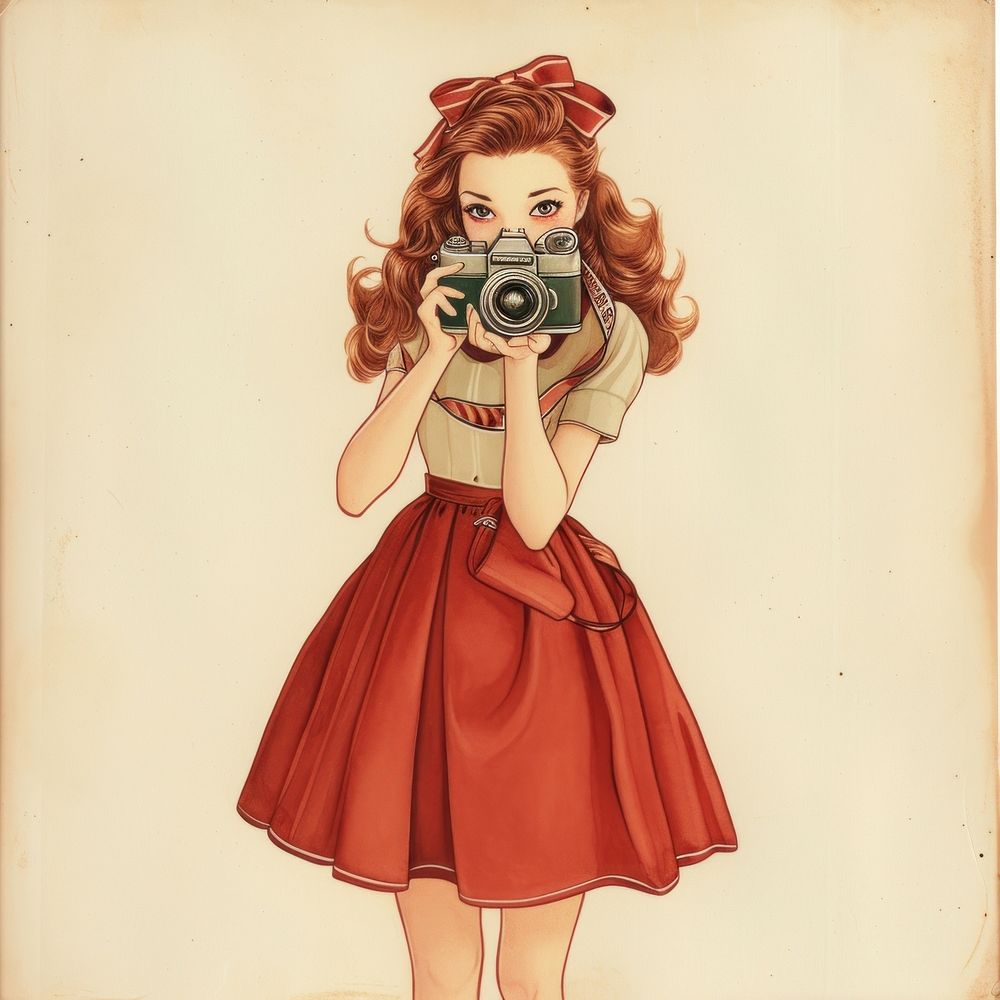Vintage illustration girl art painting | Premium Photo Illustration ...