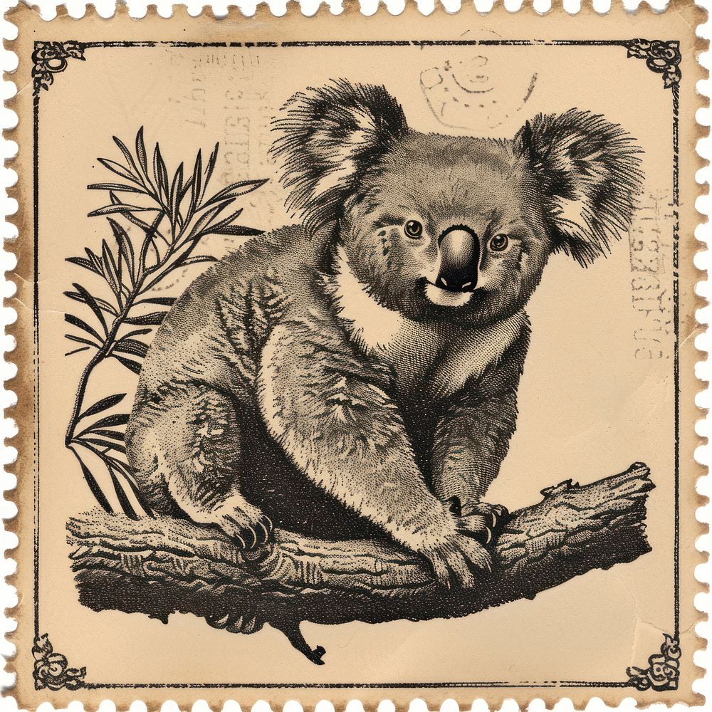 Vintage postage stamp koala wildlife | Free Photo - rawpixel