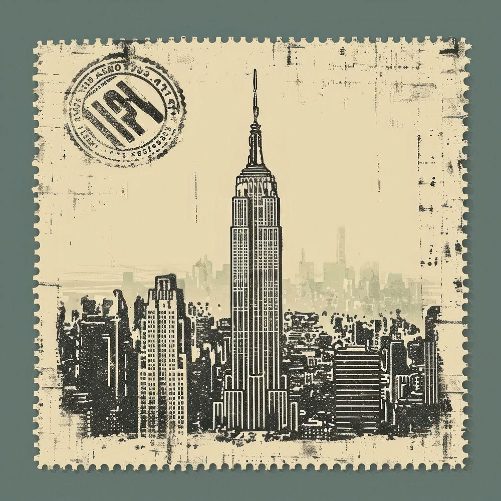 Vintage postage stamp cityscape architecture | Free Photo Illustration ...