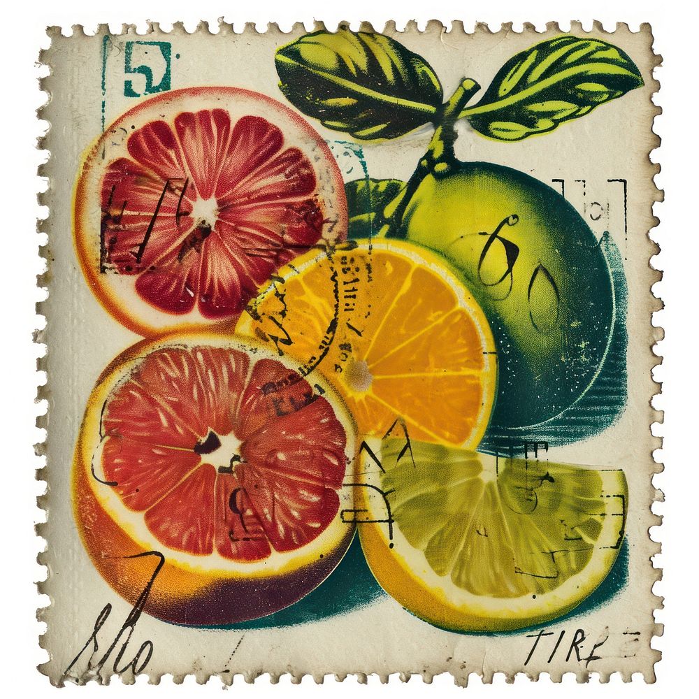 Vintage postage stamp fruits grapefruit | Premium Photo Illustration ...