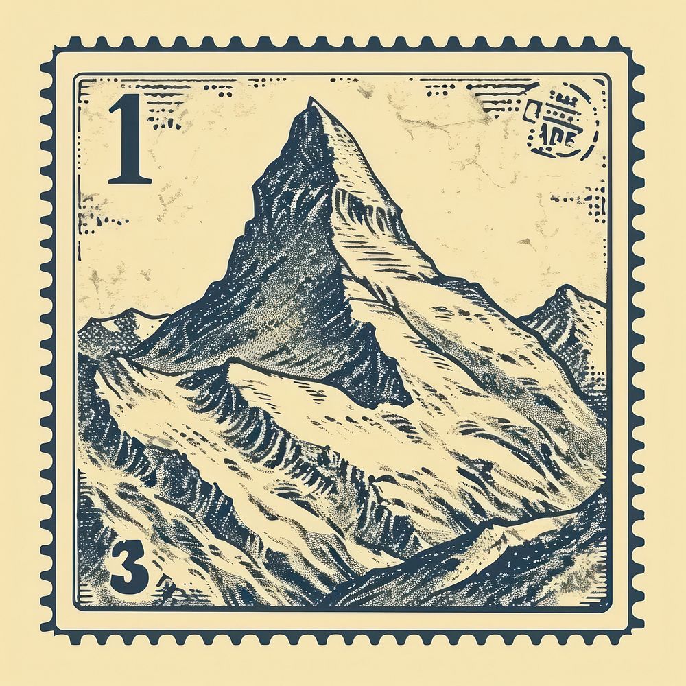 Vintage postage stamp mountain paper | Free Photo Illustration - rawpixel