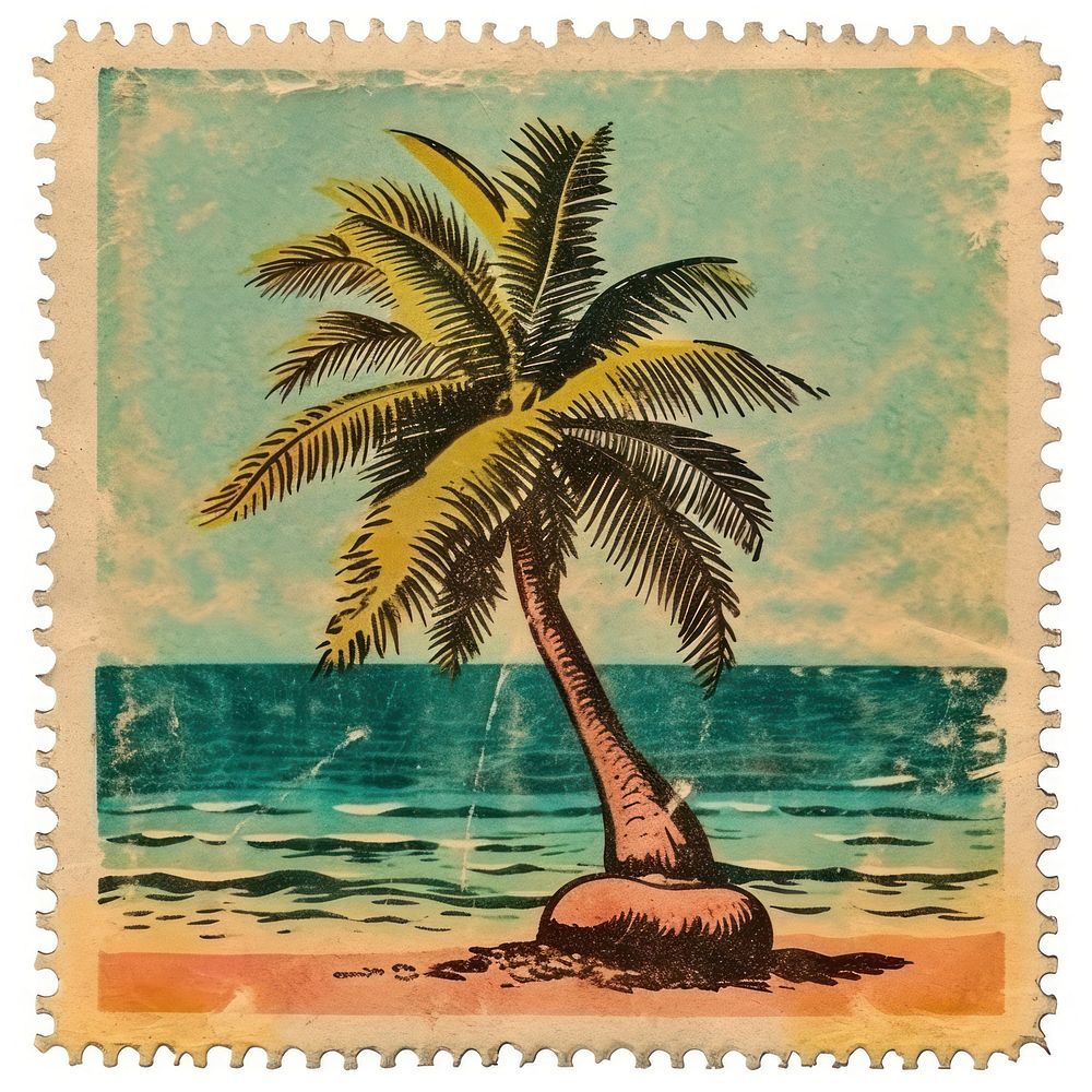 Vintage postage stamp palm tree | Free Photo Illustration - rawpixel