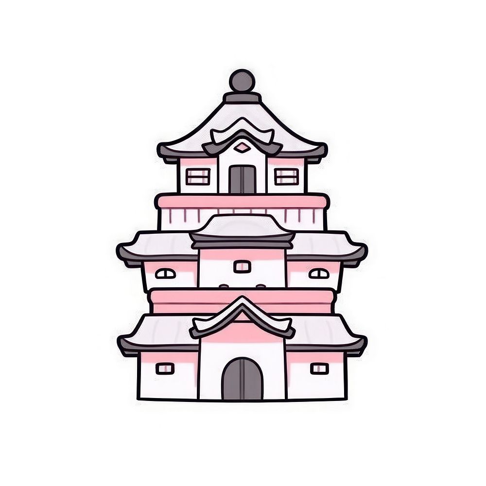 Japanese castle architecture building drawing. | Premium Photo ...