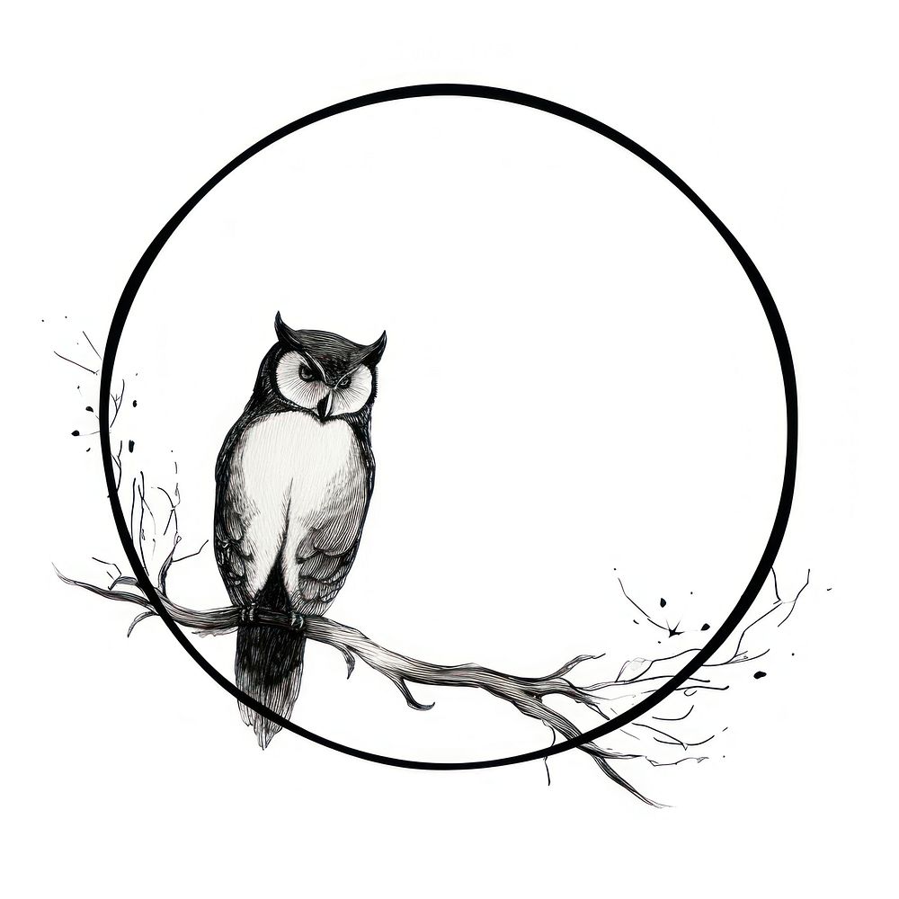 Stroke outline owl frame drawing | Premium Photo Illustration - rawpixel