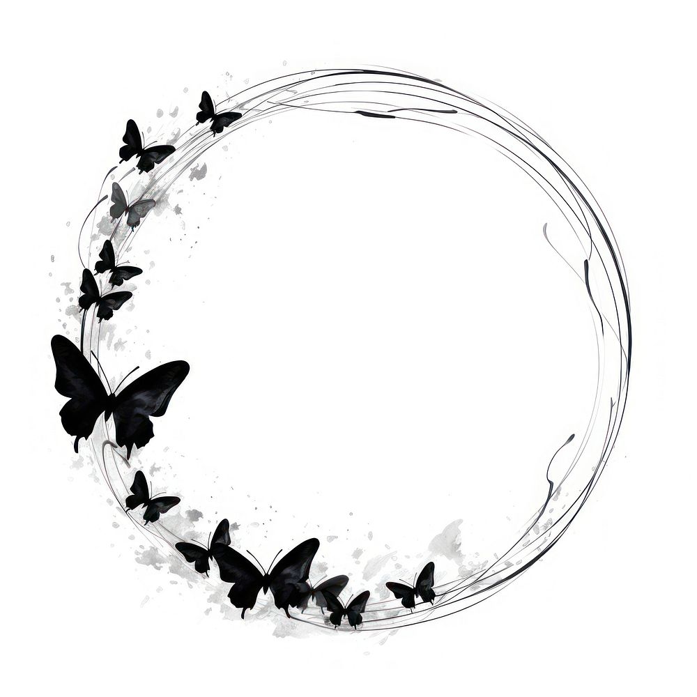 Stroke outline butterfly frame circle | Premium Photo Illustration ...