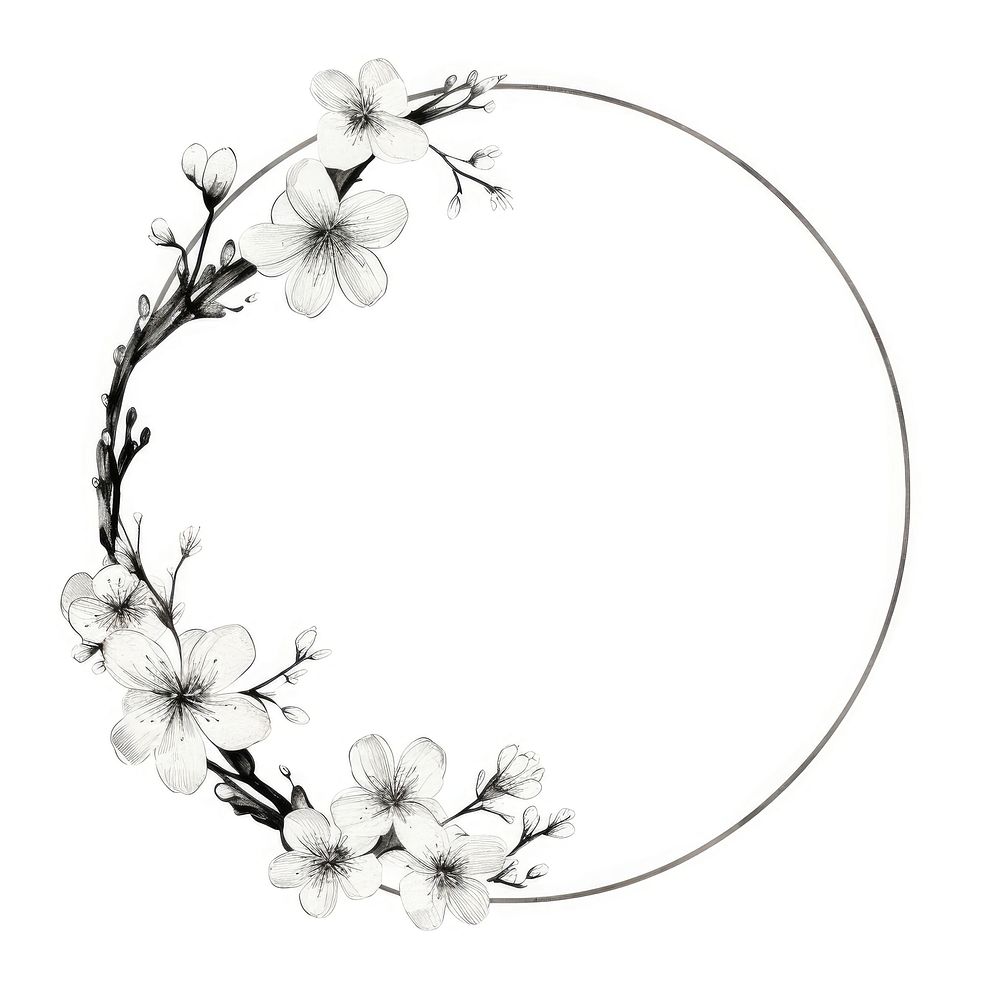 Stroke outline flower frame blossom | Free Photo Illustration - rawpixel