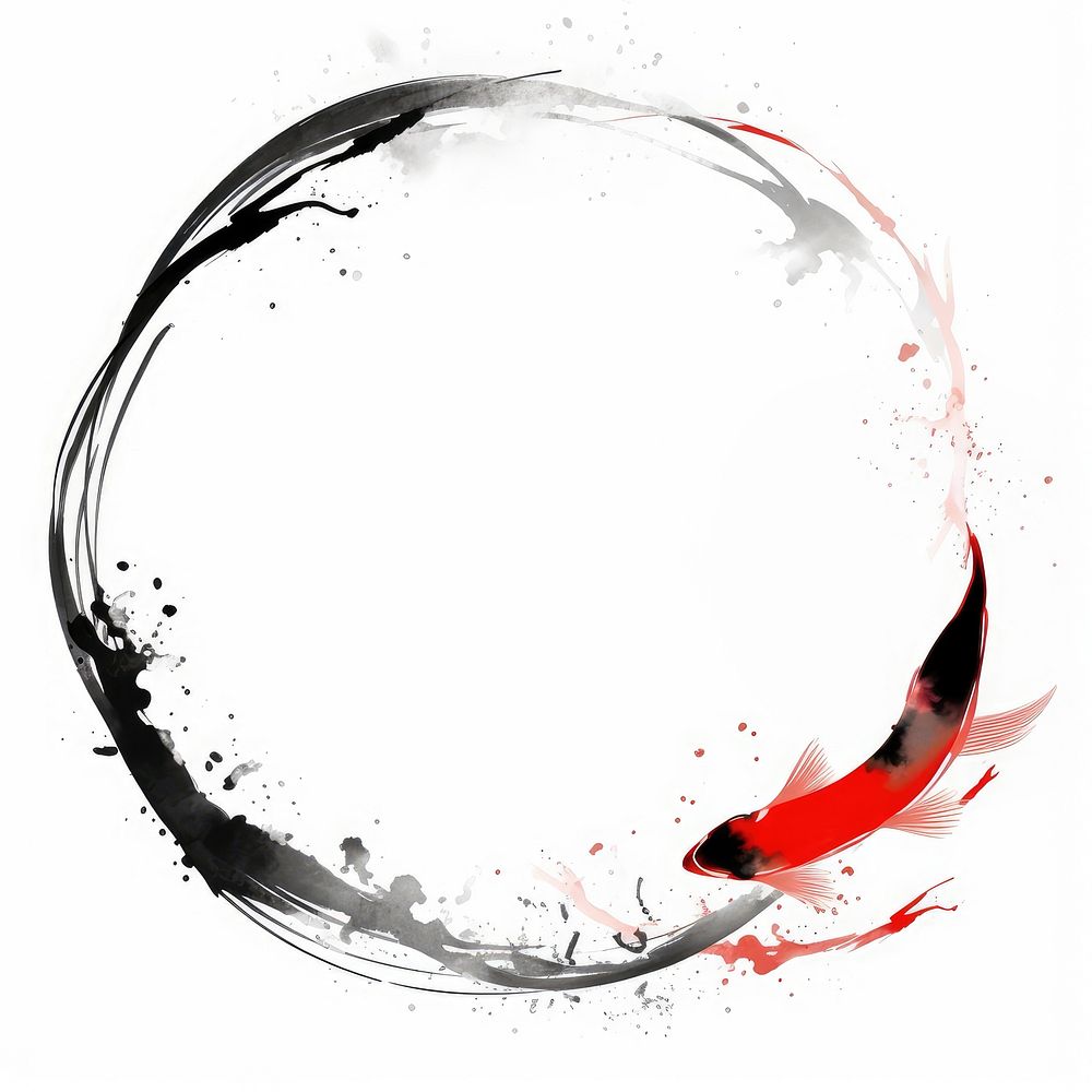 Stroke outline koi fish frame | Free Photo Illustration - rawpixel