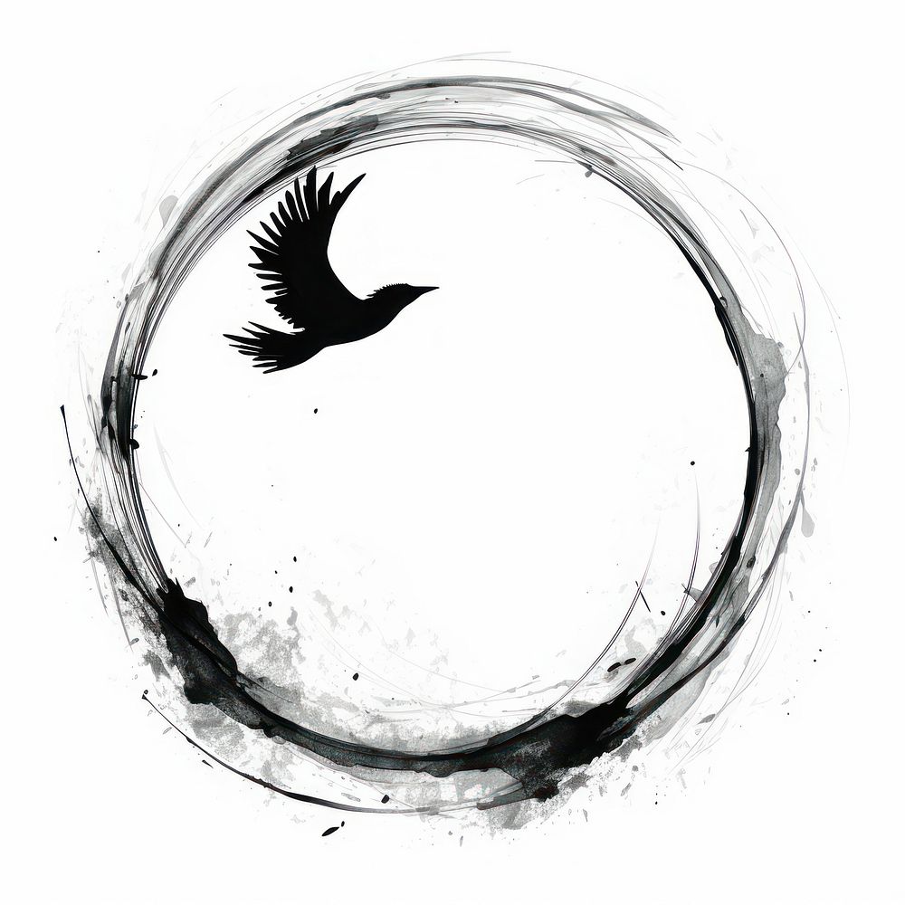 Stroke outline raven frame circle | Free Photo Illustration - rawpixel