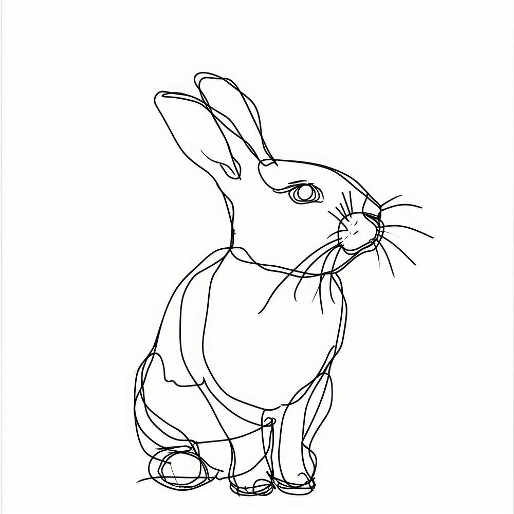 Continuous line drawing bunny sketch | Free Photo Illustration - rawpixel