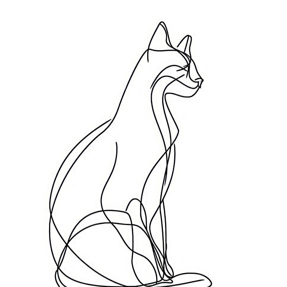 Continuous line drawing cat animal | Premium Photo Illustration - rawpixel
