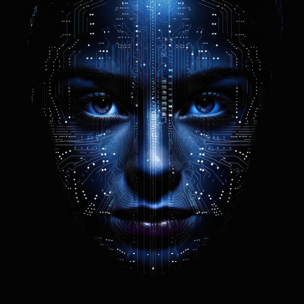 Biometrics technology portrait blue. | Free Photo Illustration - rawpixel