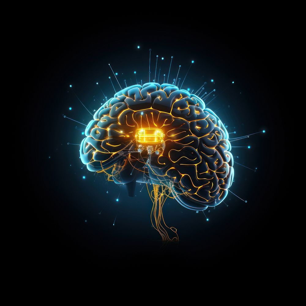Human brain technology blue black | Free Photo Illustration - rawpixel