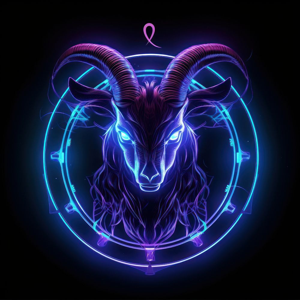 Illustration Capricorn Zodiac neon rim | Premium Photo Illustration ...