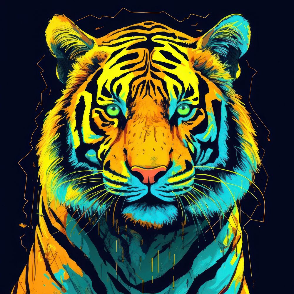 Illustration savage tiger neon rim | Premium Photo Illustration - rawpixel