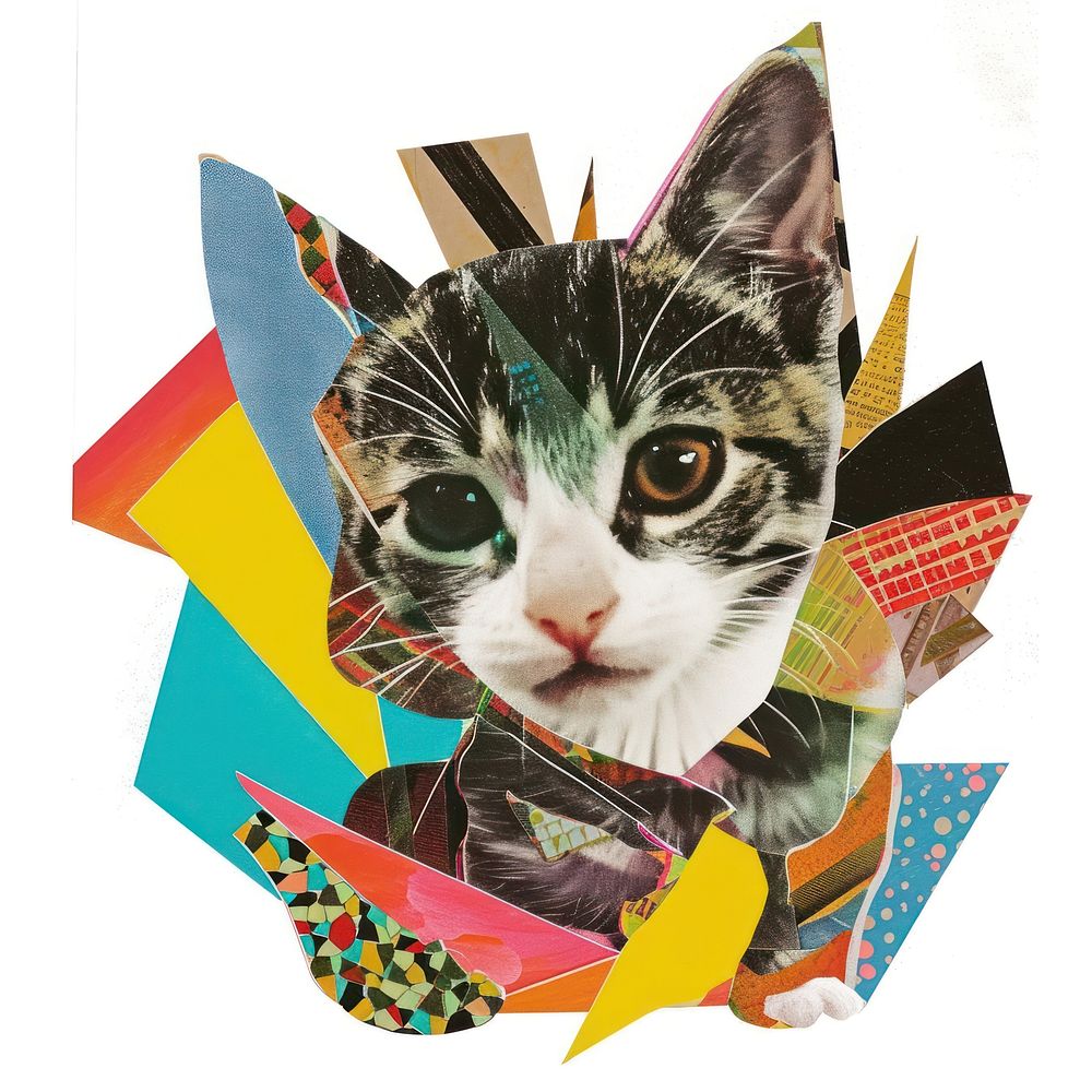 Retro Collages whit happy cat | Premium Photo Illustration - rawpixel