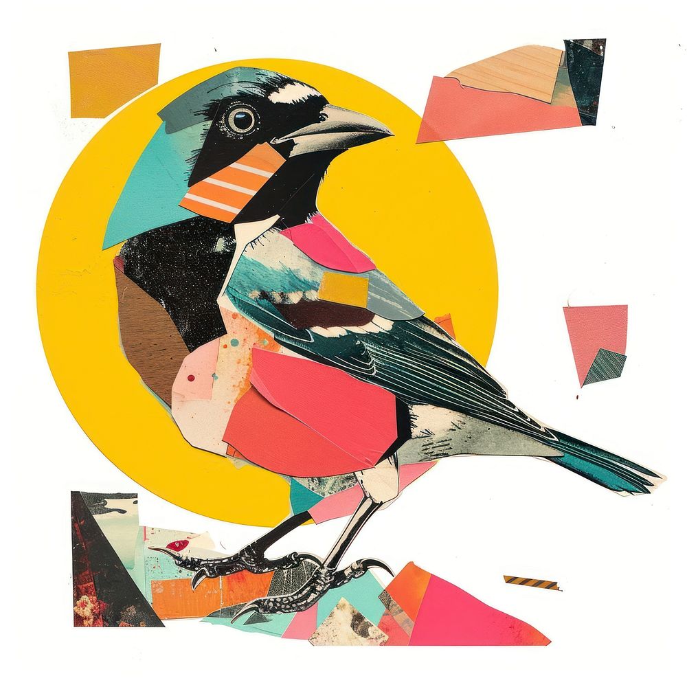 Retro Collages whit happy bird | Free Photo Illustration - rawpixel