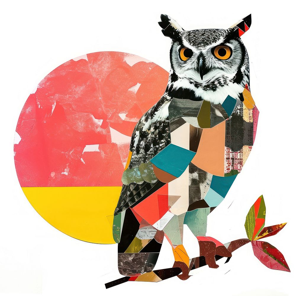 Retro Collages whit happy owl | Premium Photo Illustration - rawpixel